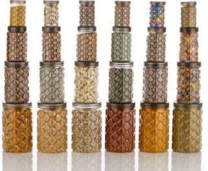 Plastic Diamond Container Set For Kitchen, 24 Pcs - Black (6 Pieces ...