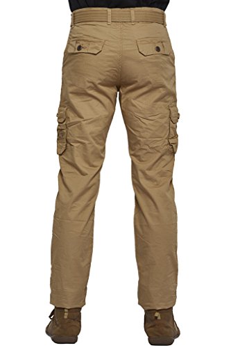 Buy BEEVEE 100% Cotton Solid Khaki Fixed Waist Cargo with Belt ...