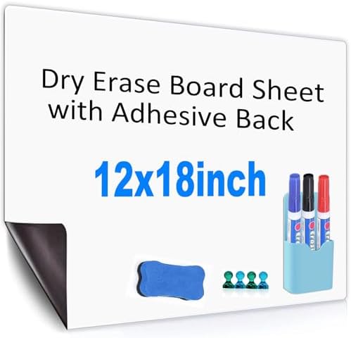 Dry Erase White Board Sheet with Adhesive Back,12" x 18"Self-Adhesive ...