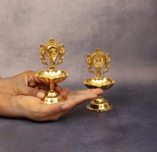 Buy Brass Shanku Chakra Kuber Diya, Deepam for Home Pooja Decor ...