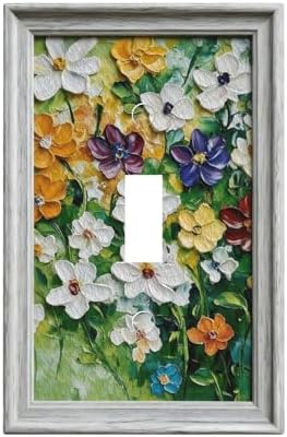 Decorative Art Light Switch Covers Oil Colorful Blooms Single Toggle ...