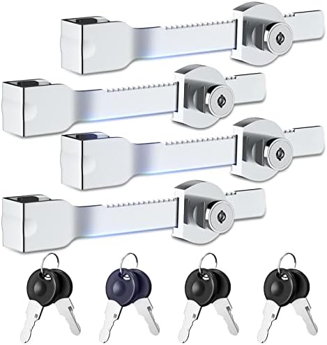 Sliding Glass Door Lock with Key - 4 Packs Display Case Locks Showcase ...