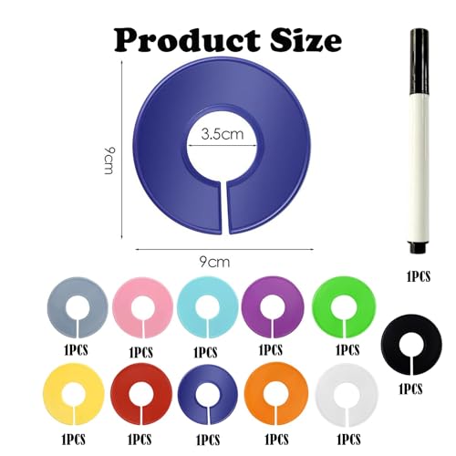 Wardrobe Dividers, 11 Pcs Color Plastic Hanger Tags and 1Pcs Pen ...