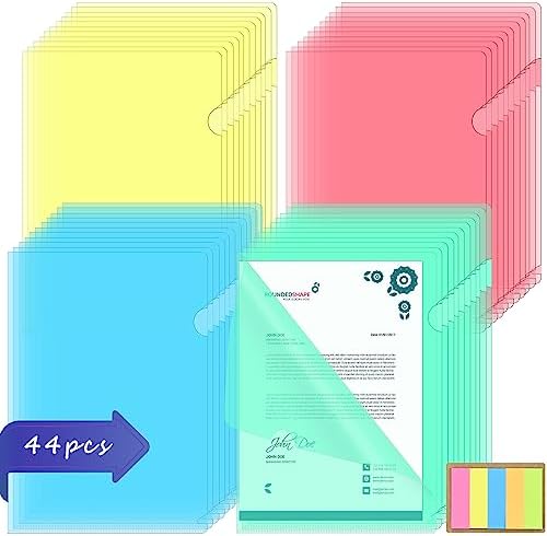 A4 Clear Plastic Folders, 44 PCS Colors Wallets for File Paper Cover ...