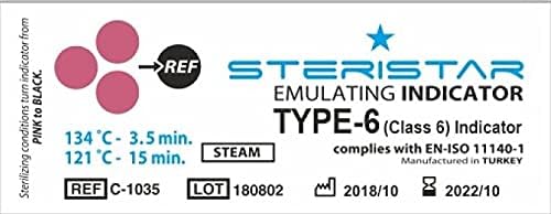 STERISTAR CLASS 6 Autoclave Chemical Indicators/Strips [STEAM] (50 Pcs ...