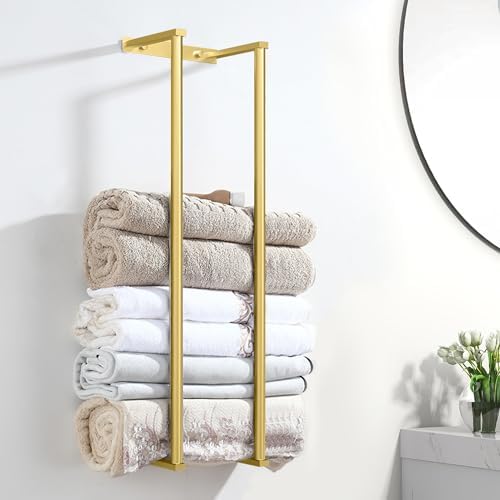 Amazon.com: Bath Towel Rack Organizer, Stainless Steel Wall Mounted ...