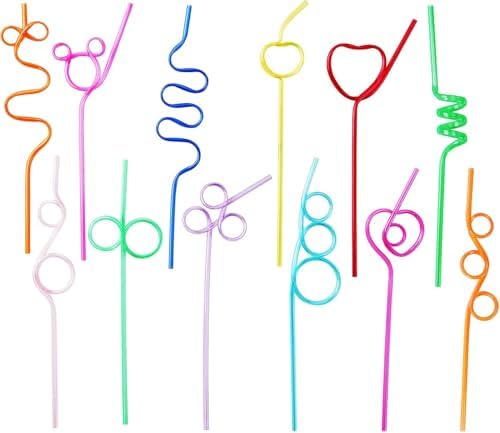 Crazy Straws for Kids, 40 Pcs Reusable Silly Straws - Assorted Shapes ...