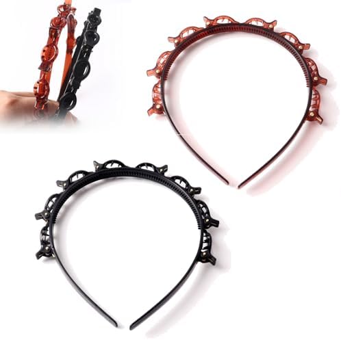 Amazon.com : Double Bangs Hairstyle Hairpin Headband,2PCS Women Double ...