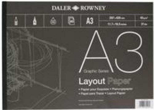 Daler-Rowney Graphic Series 45gsm A3 Layout Paper Pad Glued 1 Side, 80 ...
