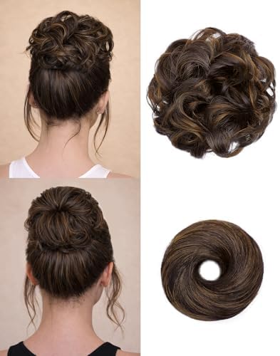Amazon.com : HSLHDI 2PCS Messy Bun Hair Piece-Large Wavy Curly & Donut ...