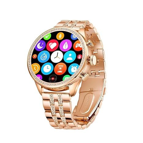 Smart Watch Rose Gold Chain Strap 1.69" AMOLED Display IP67 Waterproof ...