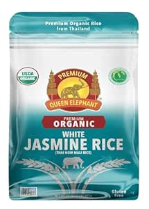 Amazon.com : Queen Elephant Premium Organic White Jasmine Rice 2lbs ...