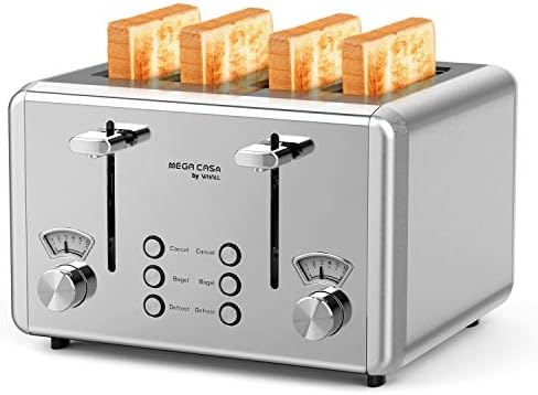 Amazon.com: whall 4 slice Toaster with Smart Touch Screen,Digital Timer ...