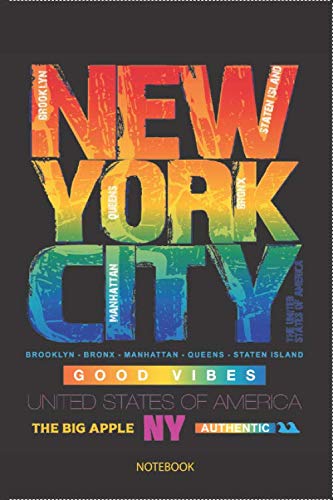 Colorful New York City Skyline Journal Notebook Souvenir Diary 6x9 inch ...