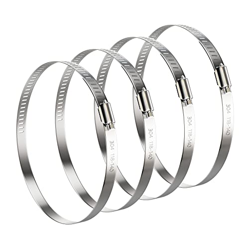 NEBURORA 118-140mm Hose Clip Adjustable 304 Stainless Steel Duct Clamps ...