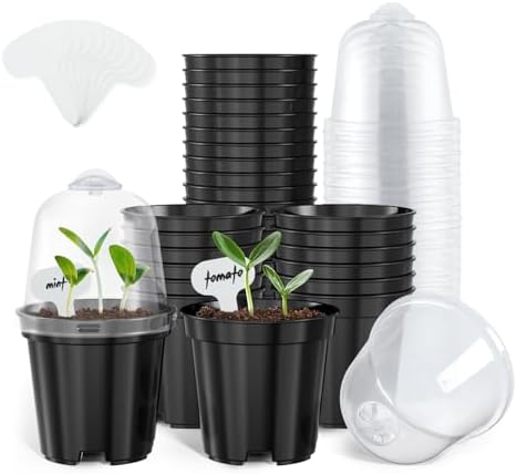 Amazon.com: Hyuetrsa 30 Sets Plant Nursery Pots with Humidity Domes, 3 ...