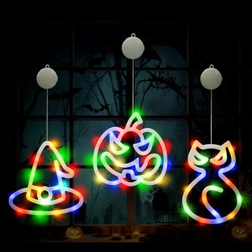 Amazon.com : Halloween Decorations Window Lights, 3 Pack of Pumpkin ...