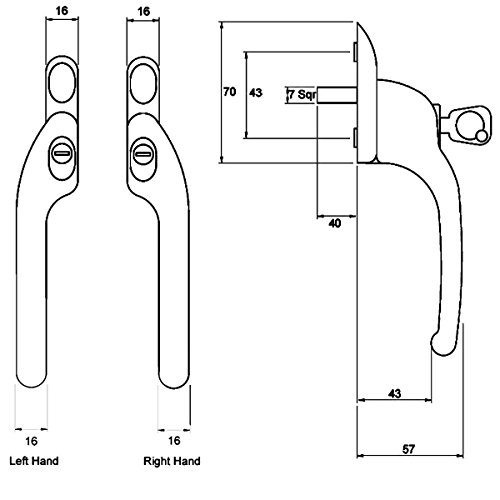 White ERA UPVC Offset Locking 40mm Window Handles (Left Hand) - behomesafe