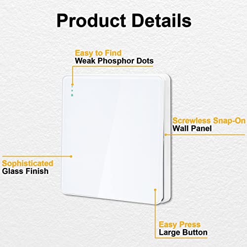 JIMEIDA Rocker Light Switch with Phosphor Dots, White Glass Crystal On ...