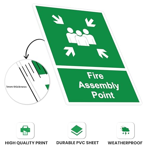 RDLCAR Fire Assembly Point Sign, Outdoor Safety Fire Evacuation Sign ...
