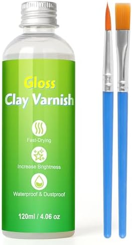 Amazon.com: Air Dry Clay Varnish, 120ml Glaze with 2 Brushes for Air ...