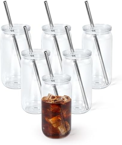 Amazon.com: Joyclub 8 Pack Sublimation Cups 16 OZ Clear Glass Cans ...