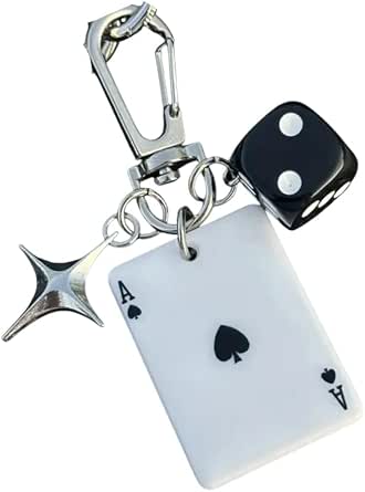 Playing Card and Dice Poker Keychain Stainless Steel Keyring Poker ...