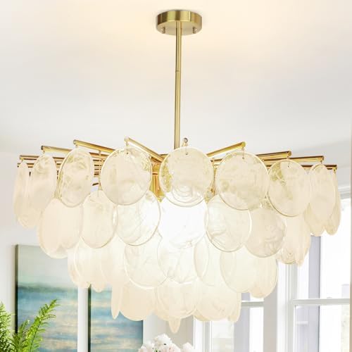 Wansi Shine 10-Light Modern Cloud Glass Chandelier, 31.5" French ...