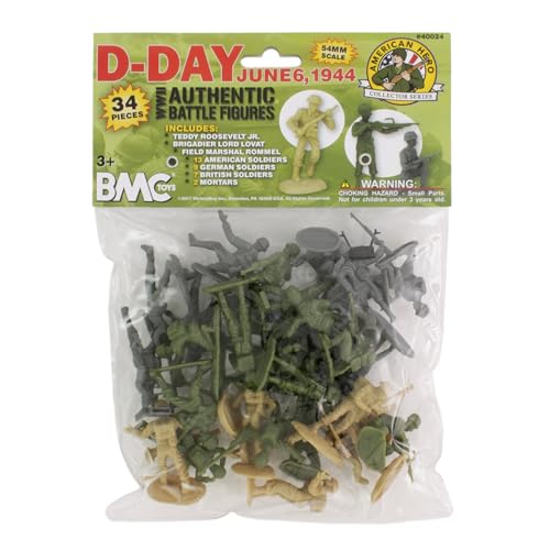BMC WW2 D-Day Plastic Army Men - 34 American, British, German Soldier ...