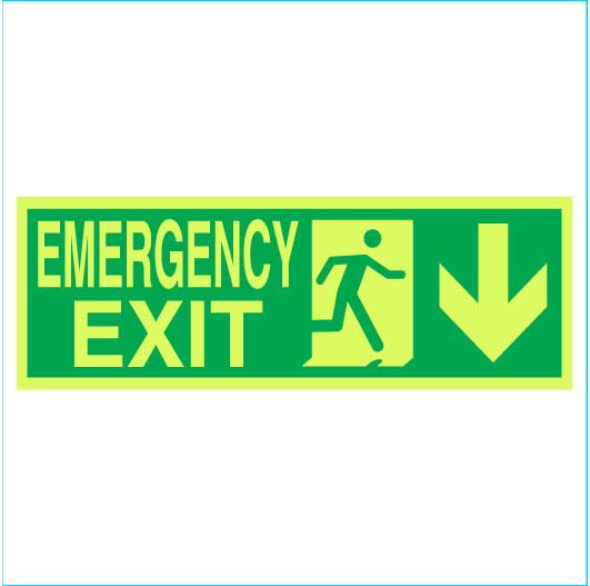 Buy Emergency Exit Right Down Arrow Glow Sign Emergency fire Safety ...