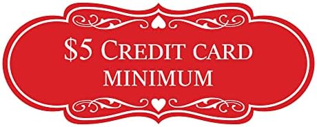 Amazon.com : Signs ByLITA Designer $5 Credit Card Minimum Sign (Red ...