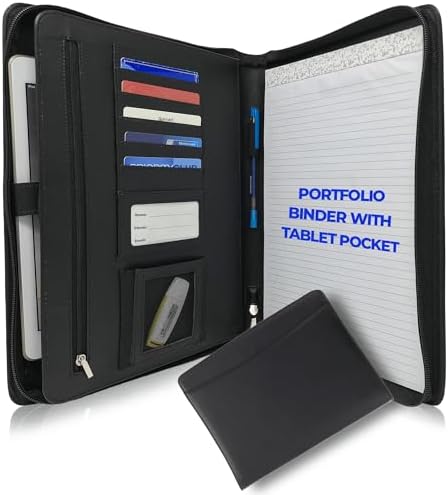 STYLIO Zippered Conference Folder. A4 Padfolio Portfolio Binder, Resume ...