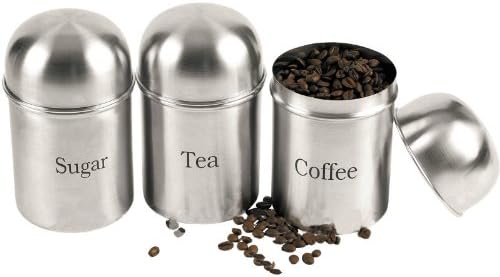 New 3 PC Canister Set Coffee Tea Sugar JAR LID CANISTERS Storage ...