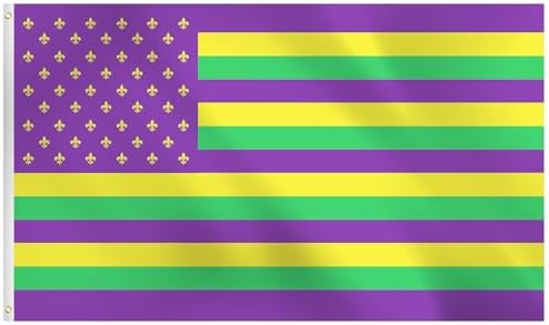 Amazon.com : 3x5 FT Mardi Gras Flag - Traditional Purple, Green, and ...