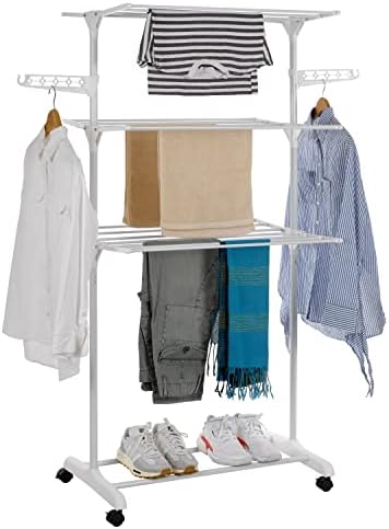 Finnhomy 4 Tier Clothes Airer, Foldable Clothes Horse with 2 Wings ...