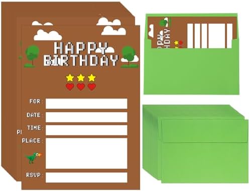 Amazon.com: POP parties Pixel Party Invitations - 12 Invitations + 12 ...