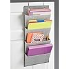 mDesign Set of 2 Office Storage Organiser – Linen Over Door Storage ...