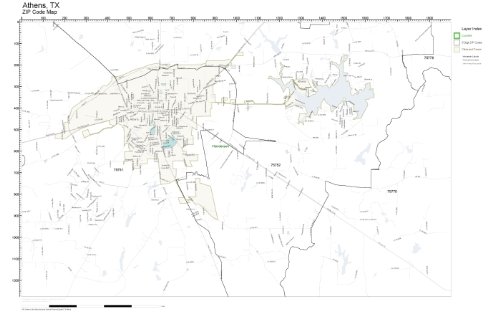 Amazon.com : ZIP Code Wall Map of Athens, TX ZIP Code Map Not Laminated ...