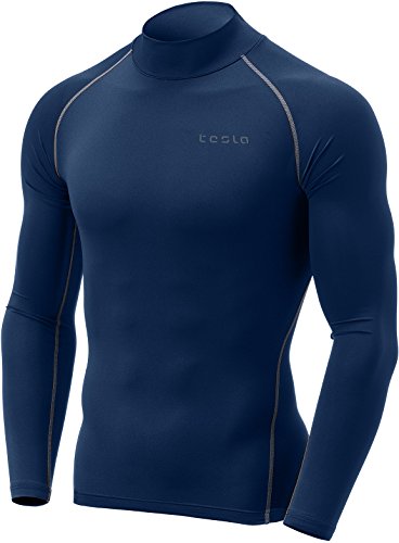 TSLA Men's Mock Long-Sleeved T-Shirt Cool Dry Compression Baselayer ...