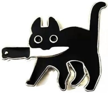 Amazon.com: Black Cat with Knife in Mouth Enamel Pin : Clothing, Shoes ...