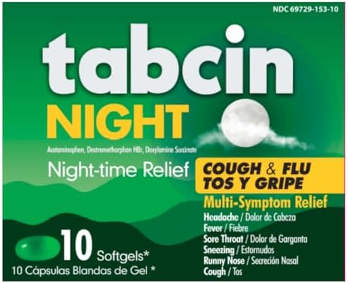 Amazon.com: Tabcin Nighttime Relief Softgels, Multi-Symptom Nighttime ...