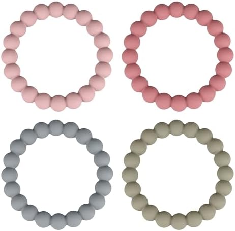 Amazon.com : Nearbyme Silicone Teether Rings, 4 Neutral Silicone ...
