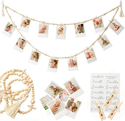 Amazon.com: Hanging Photo Display with Clips | Monthly Photo Banner ...
