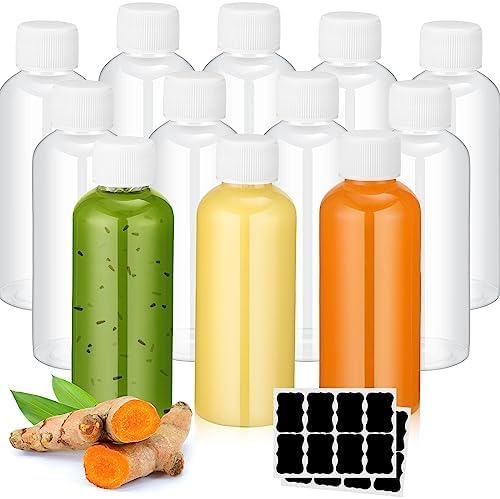 Amazon.com: 12 pcs 4oz Shot Bottles With Caps Ginger Shots Bottles ...