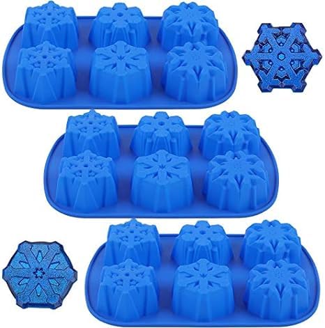 LEGACYCART Snowflakes Silicone Molds 6 Cavity Christmas Blue Snowflakes ...