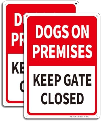 Amazon.com: MUXYH 2 Pack Dogs On Premises Sign, Keep Gate Closed Sign ...