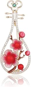 Amazon.com: Delicate 14K Gold Pipa-Inspired Brooch with Plum Blossom ...