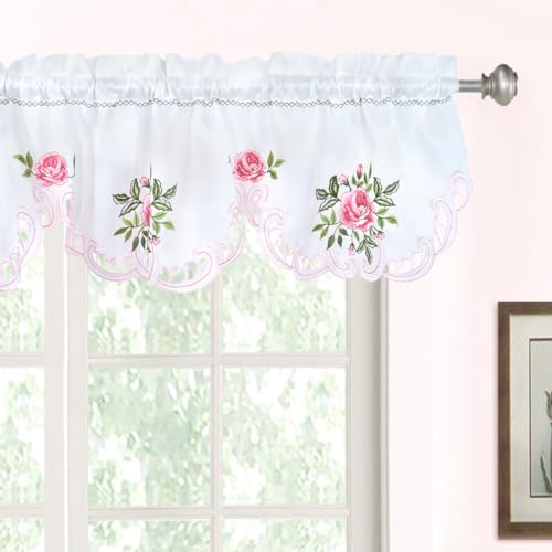 Amazon.com: Molaxhome Beautiful Dazzling Embroidered Window Valance,Rod ...
