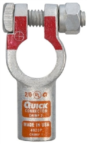 Quick Cable 4020-050P Quick Straight Clamp Connector, 2/0 Gauge, Positive, Tin Plated Cast ...