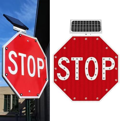 Amazon.com: PBZVRFHYM Solar LED 24" Stop Sign, Solar Powered LED ...